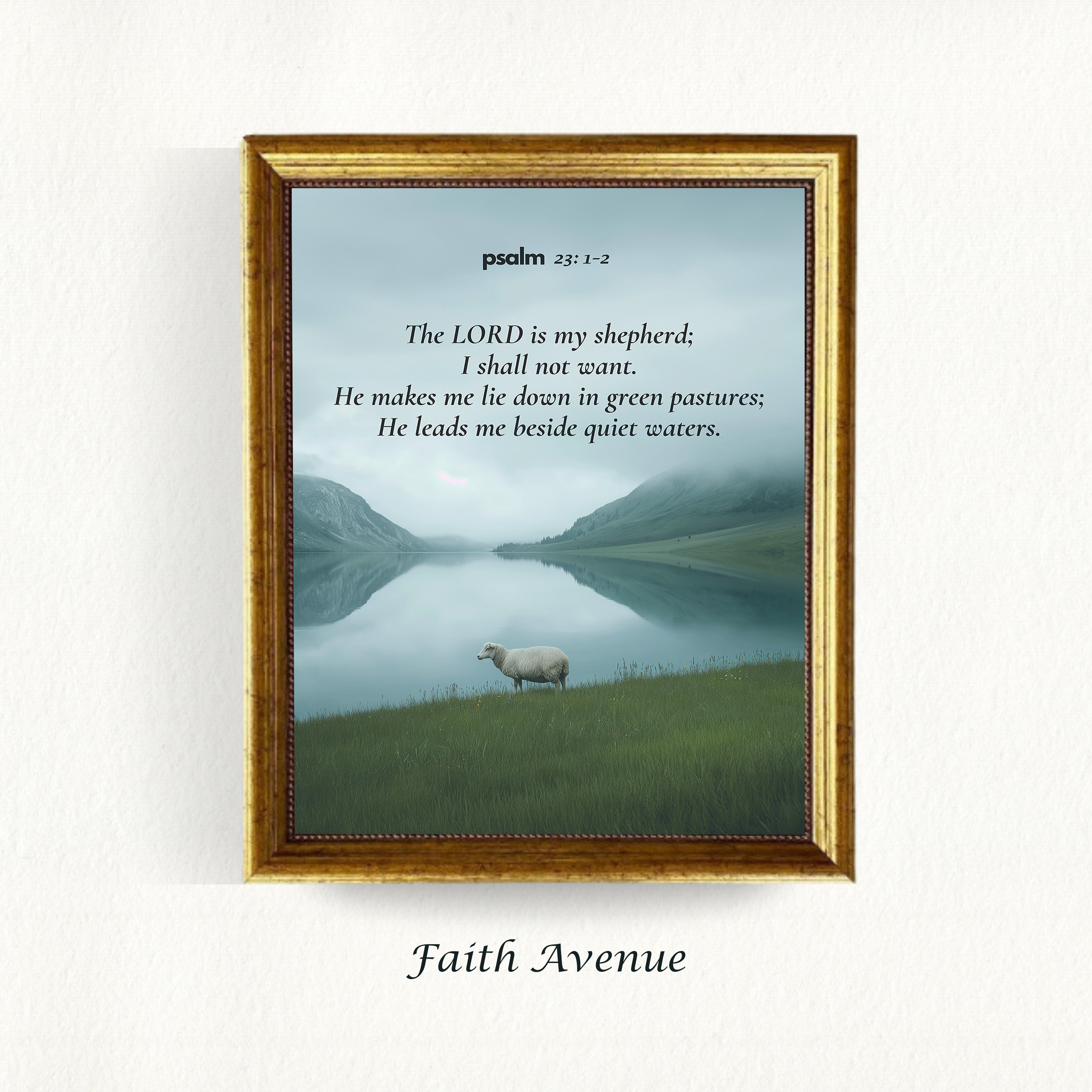 Psalm 23 Scripture Wall Art, the Lord is My Shepherd Inspirational Art ...