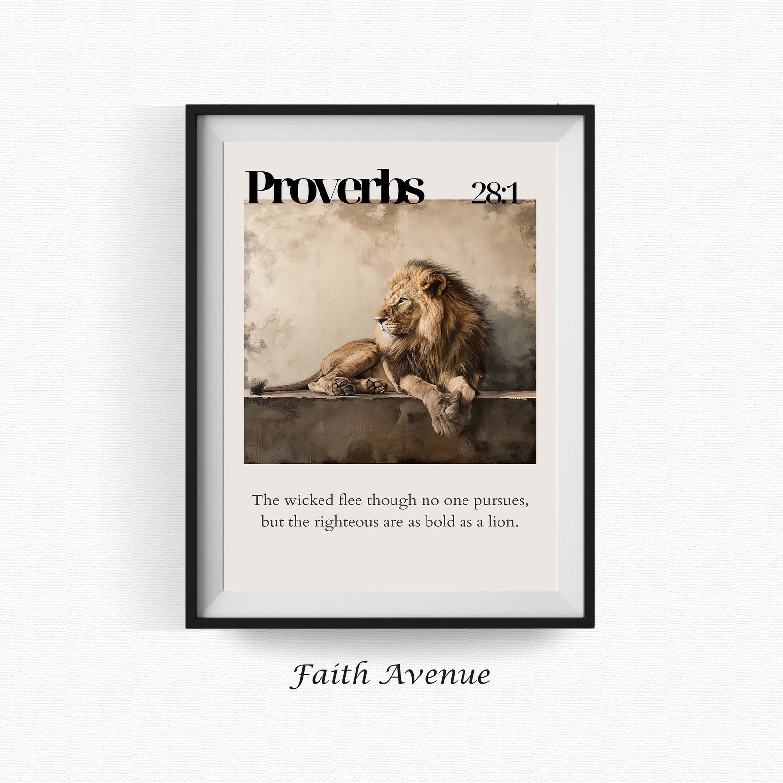 Proverbs 28 Lion Bible Verse Art: Christian Home Decor (digital Print ...
