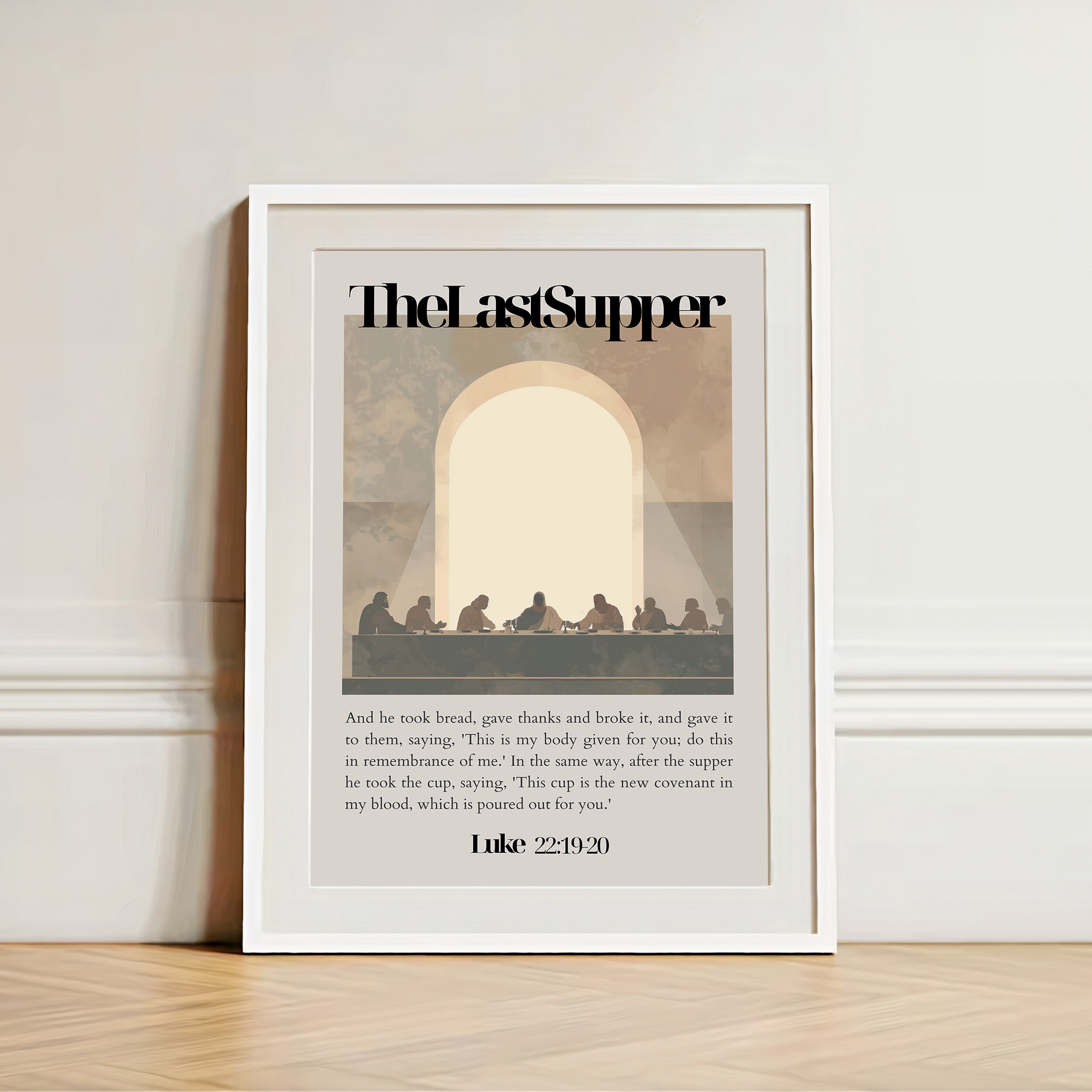 The Last Supper Abstract Watercolor Modern Christian Art Bible Verse ...
