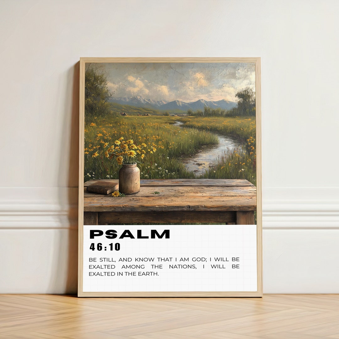 Psalm 46 Bible Verse Wall Art, Scripture Wall Art Inspirational Art ...