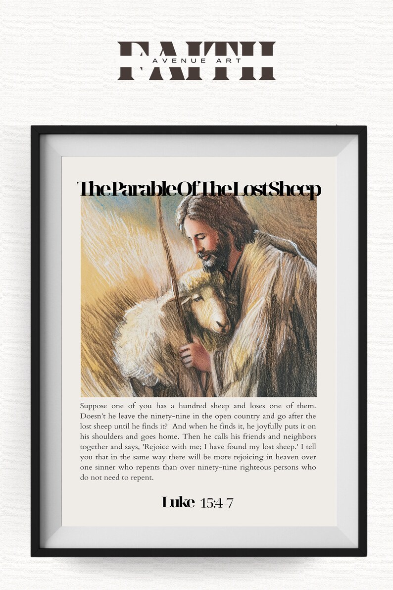 Lost Sheep Parable Bible Verse Wall Art Luke 15, Sheep Scripture Wall ...