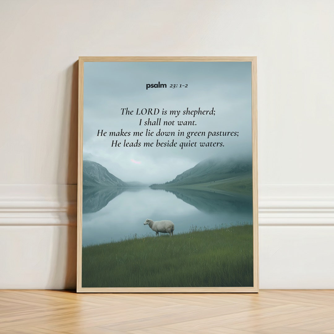 Psalm 23 Scripture Wall Art, the Lord is My Shepherd Inspirational Art ...