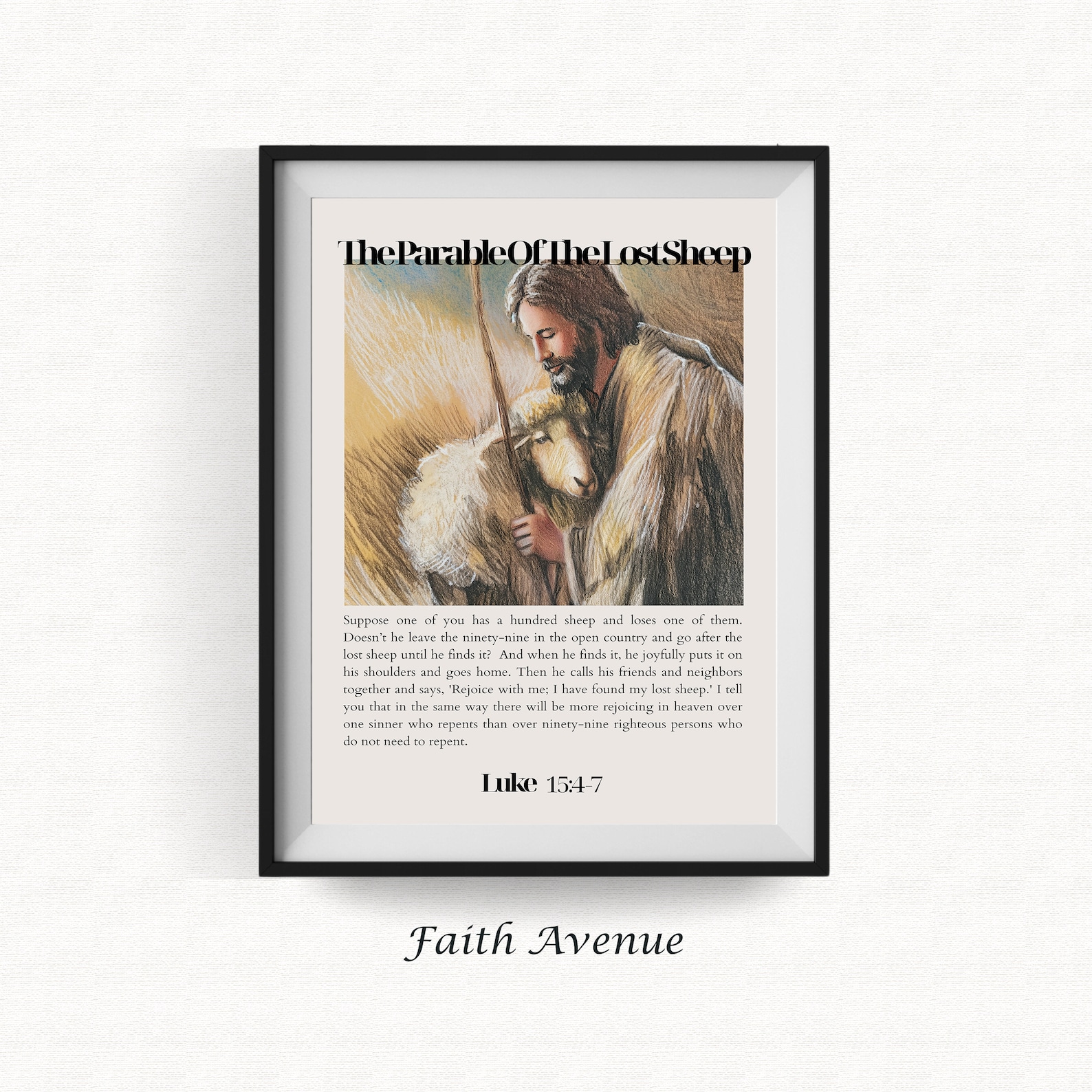 Lost Sheep Parable Bible Verse Wall Art Luke 15, Sheep Scripture Wall ...