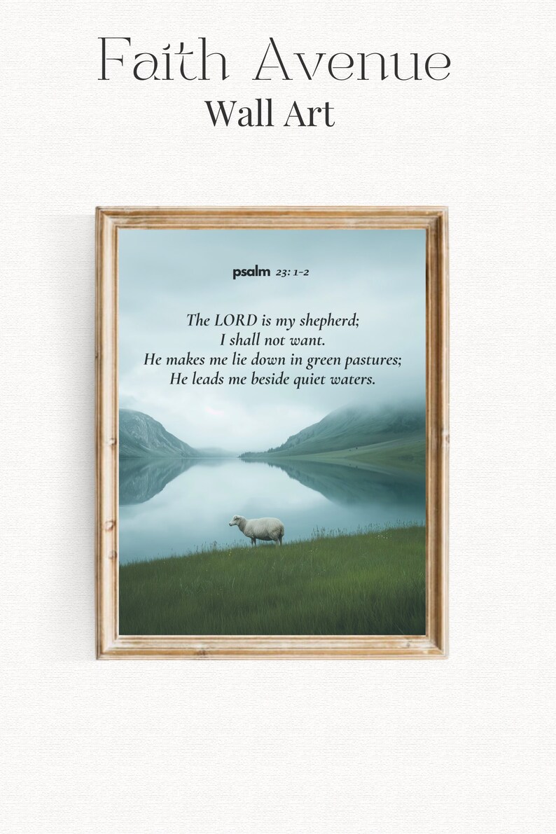 Psalm 23 Scripture Wall Art, the Lord is My Shepherd Inspirational Art ...