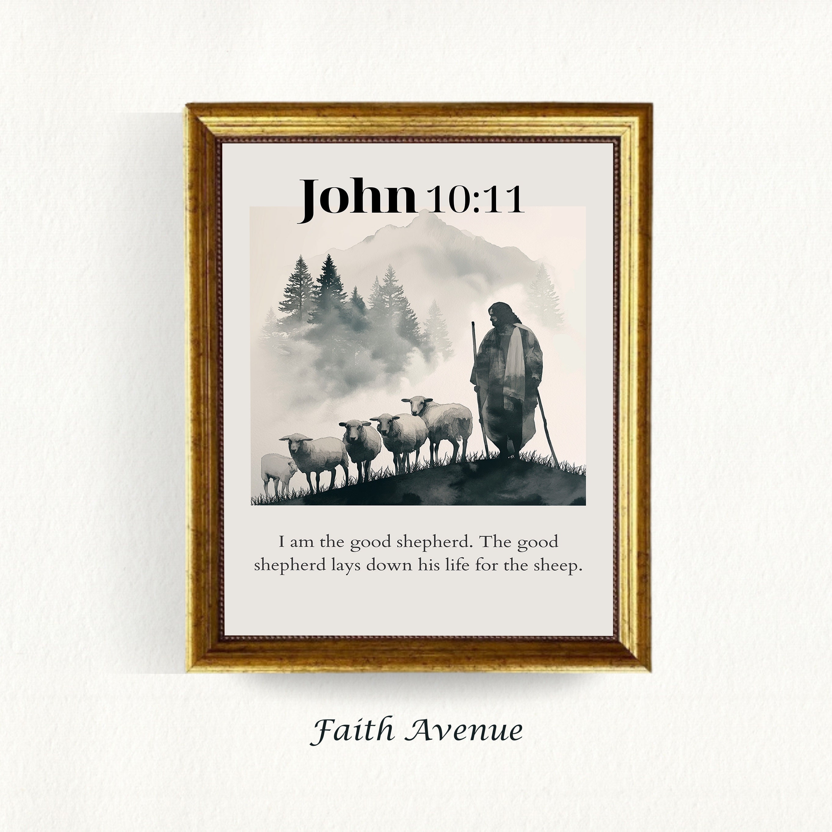 John 10 Good Shepherd Bible Verse Wall Art , Sheep Scripture Wall Art ...