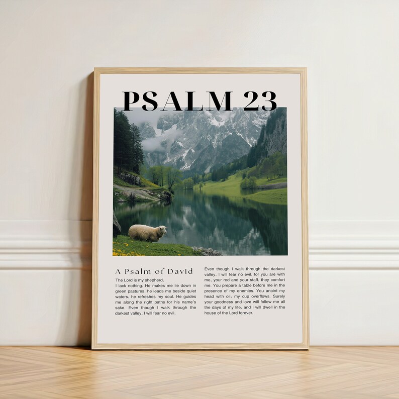Psalm 23 Mountain Art Print: Inspirational Christian Home Decor ...