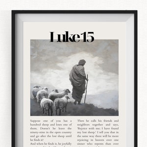 Luke 15 Lost Sheep Parable Bible Verse Wall Art , Sheep Scripture Wall ...