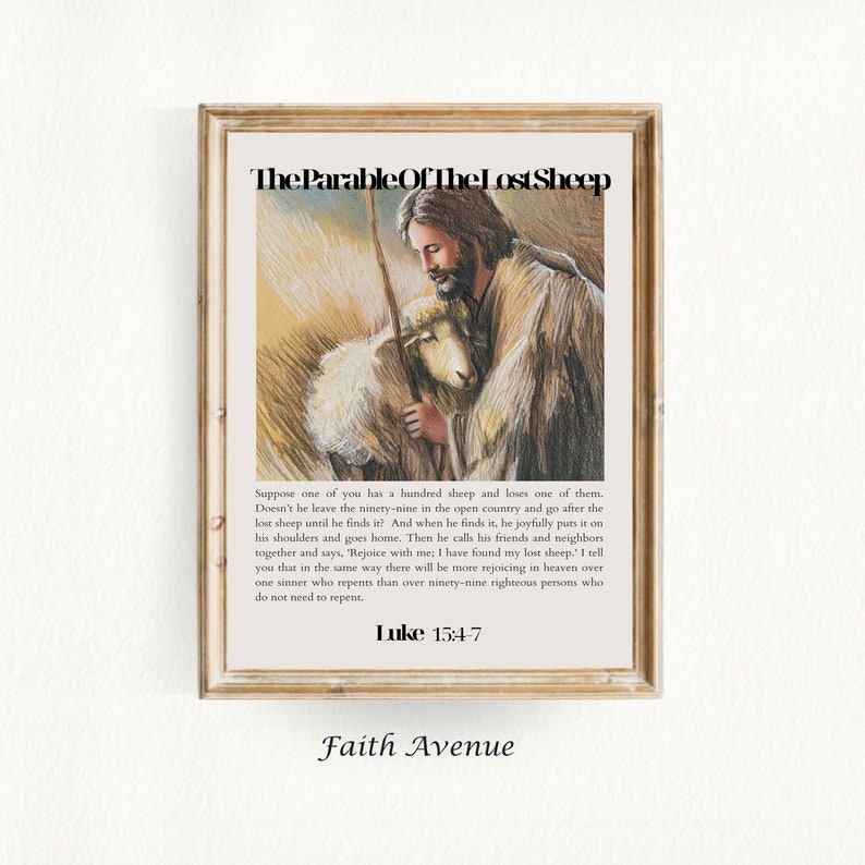 Lost Sheep Parable Bible Verse Wall Art Luke 15, Sheep Scripture Wall ...