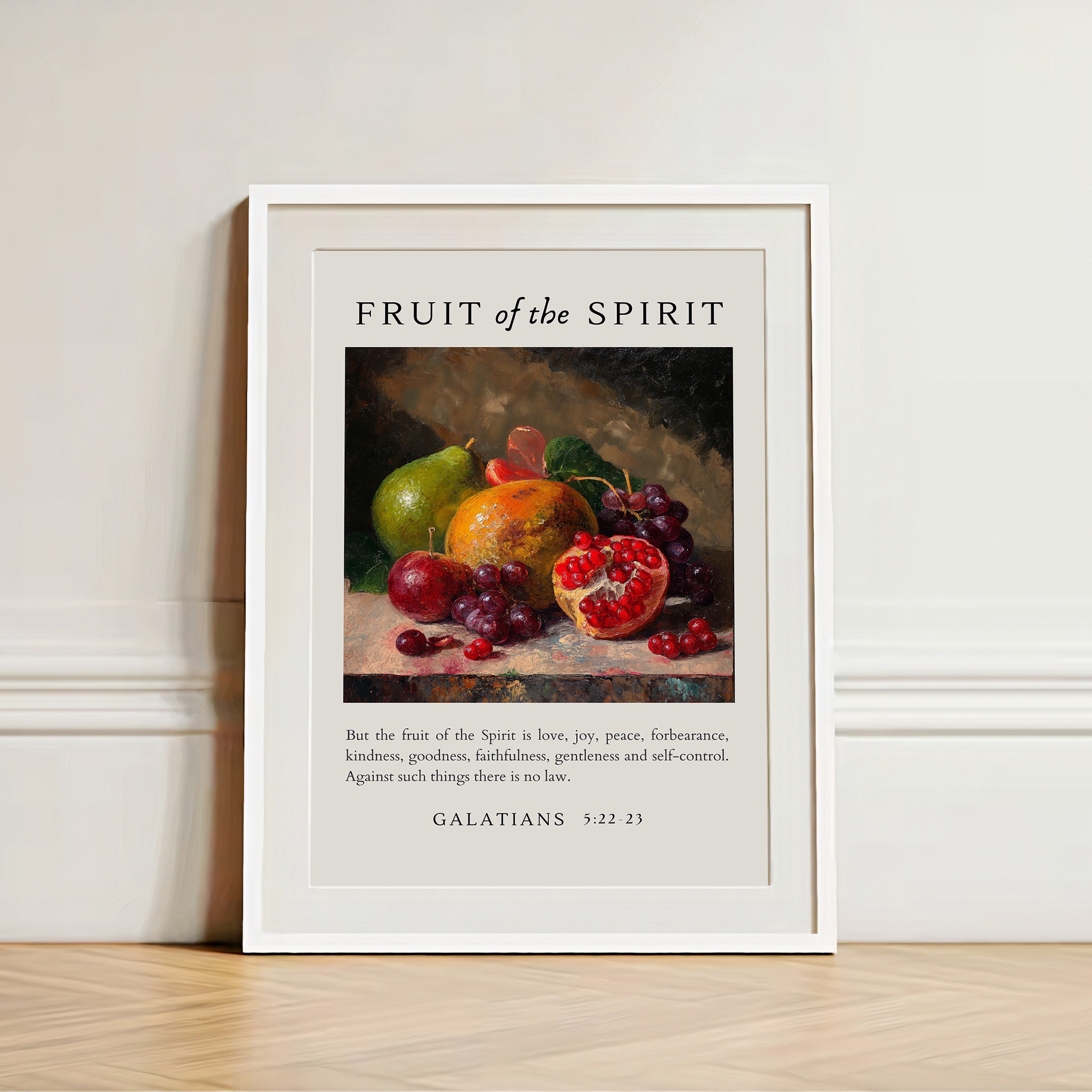 Vintage Fruit of the Spirit Poster Bible Verse Wall Art Modern ...
