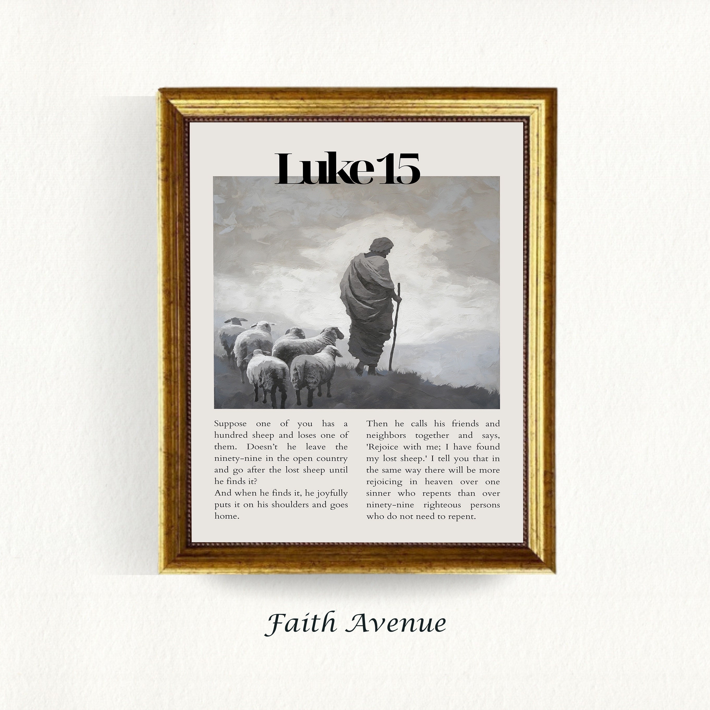 Luke 15 Lost Sheep Parable Bible Verse Wall Art , Sheep Scripture Wall ...