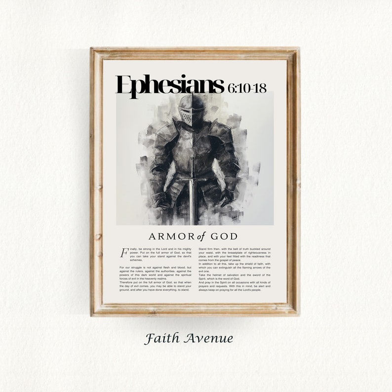 Armor of God Print: Ephesians 6 Bible Verse, Christian Wall Art ...