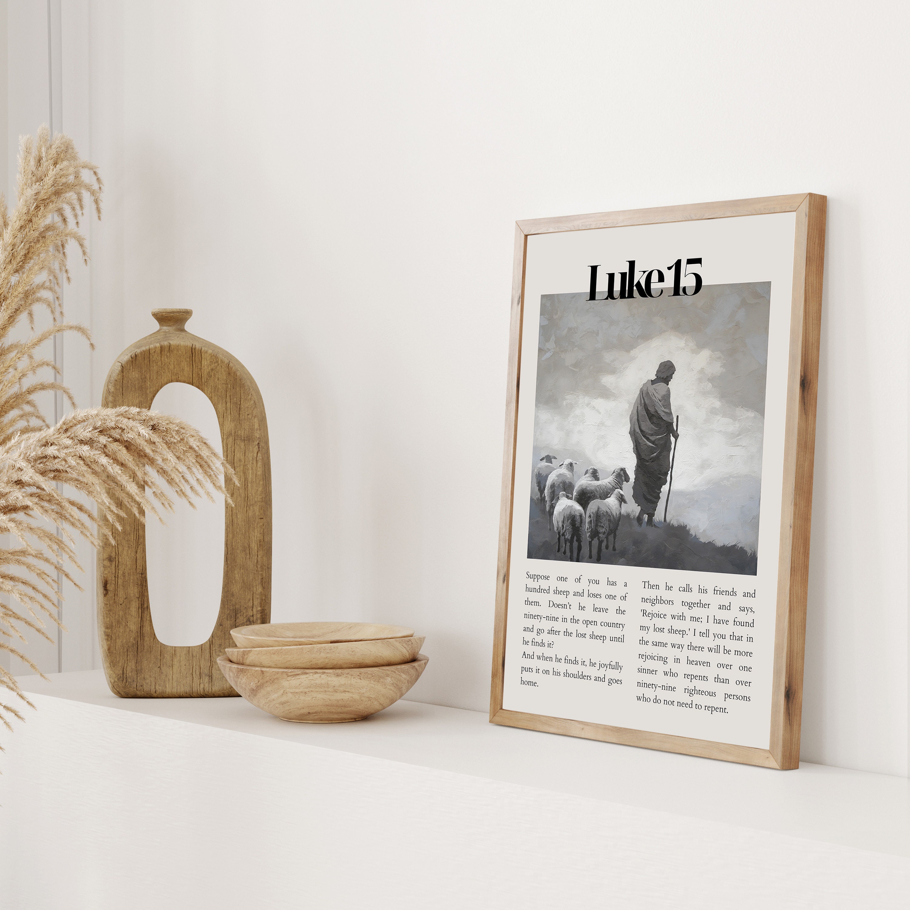 Luke 15 Lost Sheep Parable Bible Verse Wall Art , Sheep Scripture Wall ...