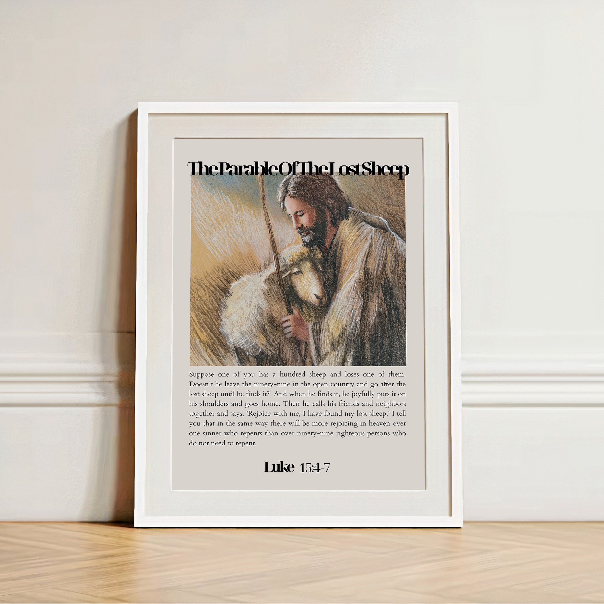 Lost Sheep Parable Bible Verse Wall Art Luke 15, Sheep Scripture Wall ...