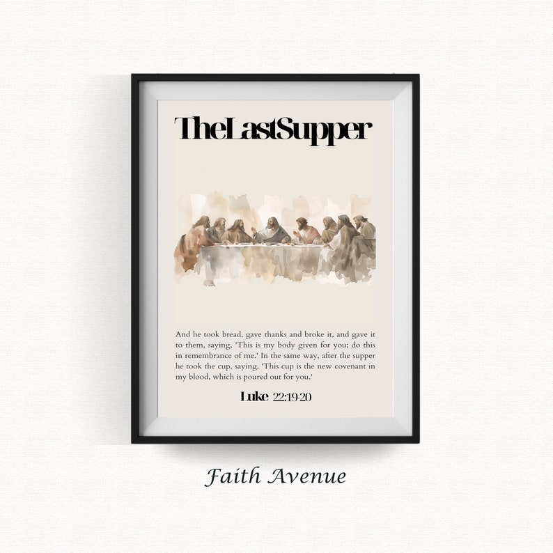 The Last Supper Watercolor Print: Christian Scripture Wall Art (digital ...