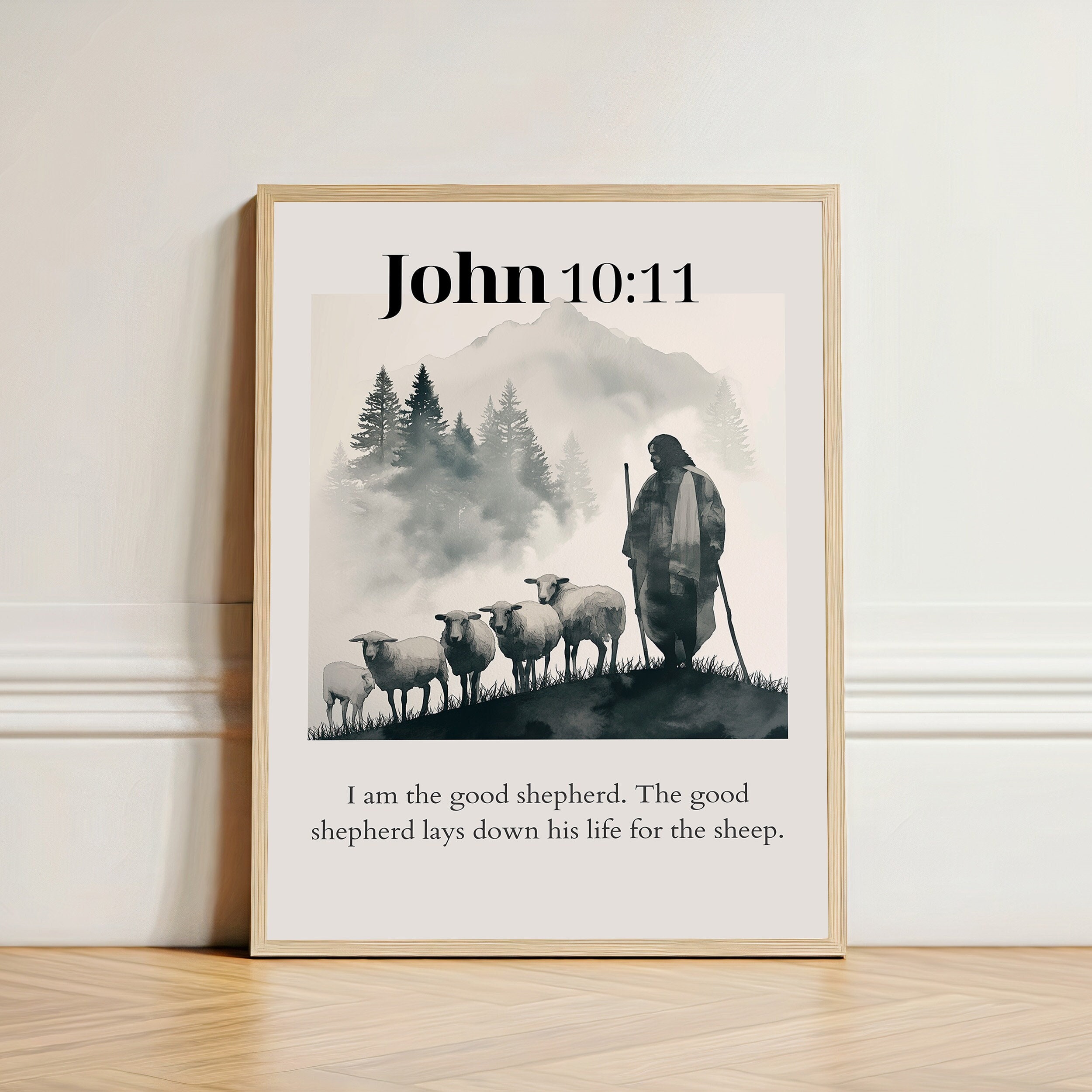 John 10 Good Shepherd Bible Verse Wall Art , Sheep Scripture Wall Art ...