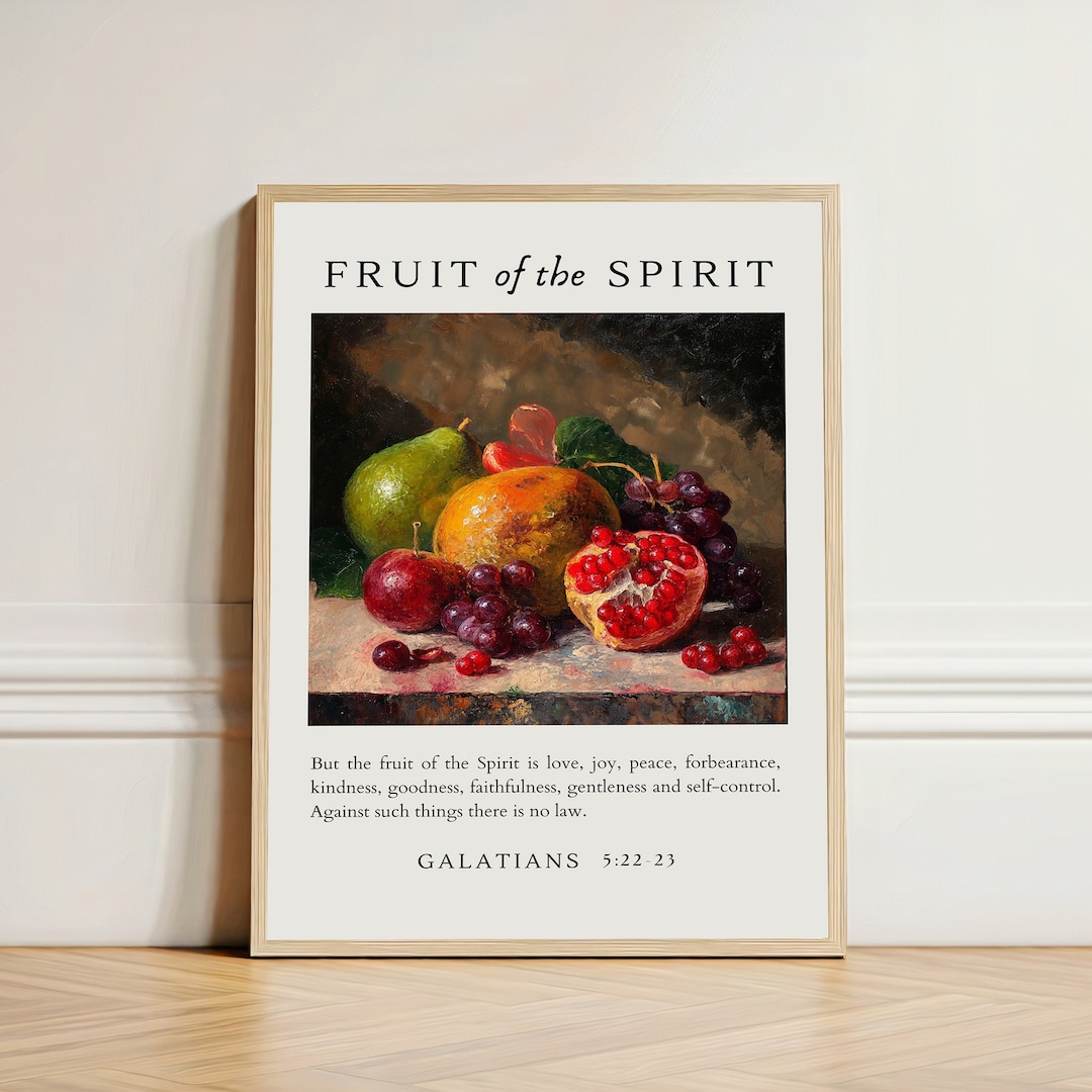 Vintage Fruit of the Spirit Poster Bible Verse Wall Art Modern ...