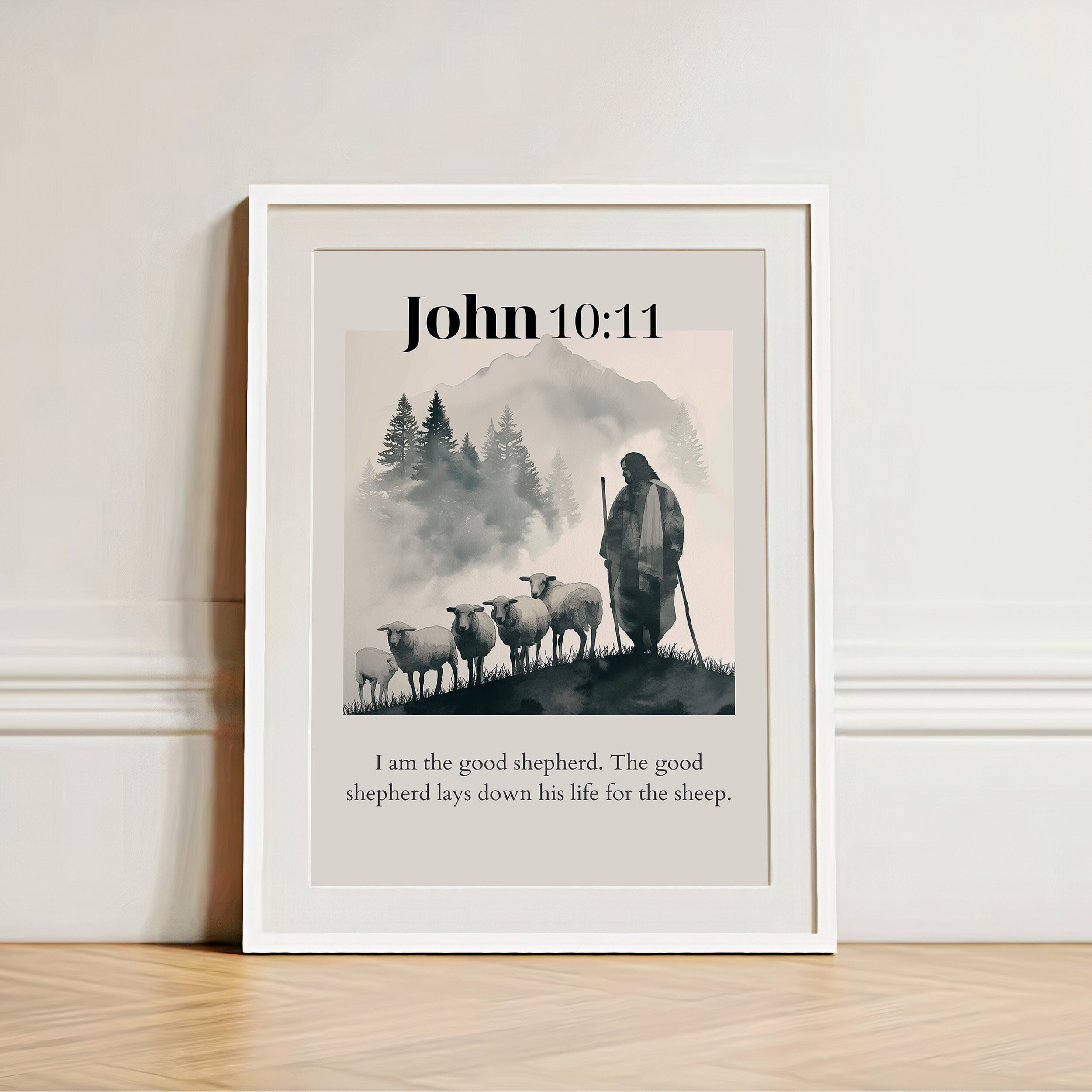 John 10 Good Shepherd Bible Verse Wall Art , Sheep Scripture Wall Art ...