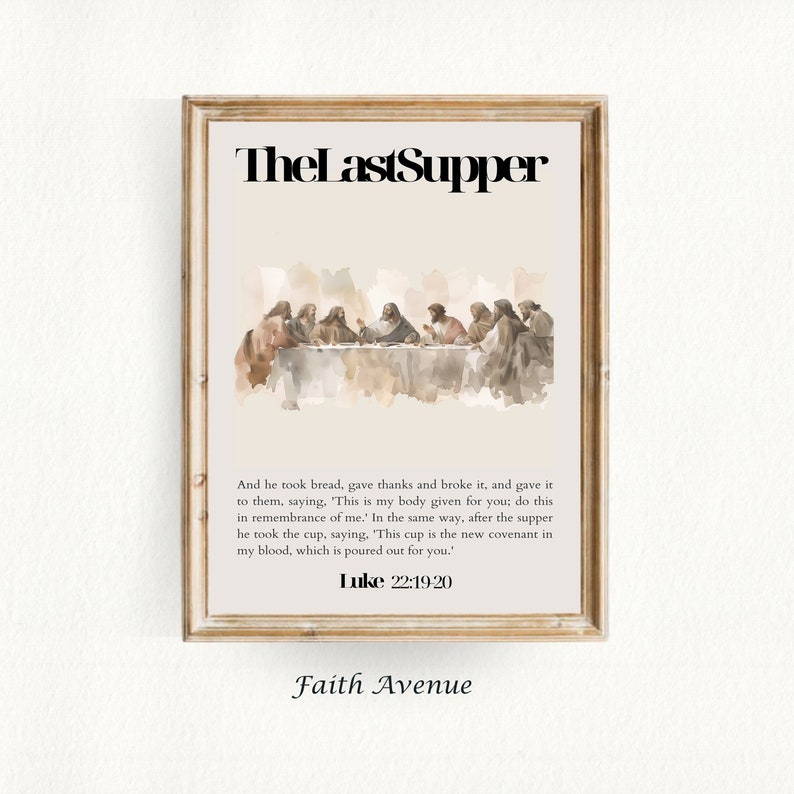 The Last Supper Watercolor Print: Christian Scripture Wall Art (digital ...