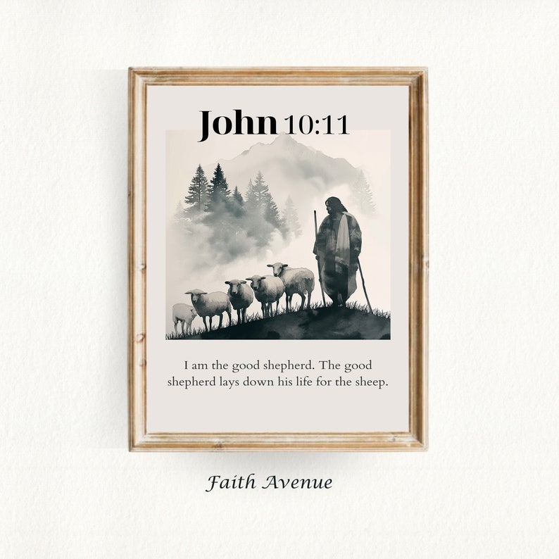 John 10 Good Shepherd Bible Verse Wall Art , Sheep Scripture Wall Art ...