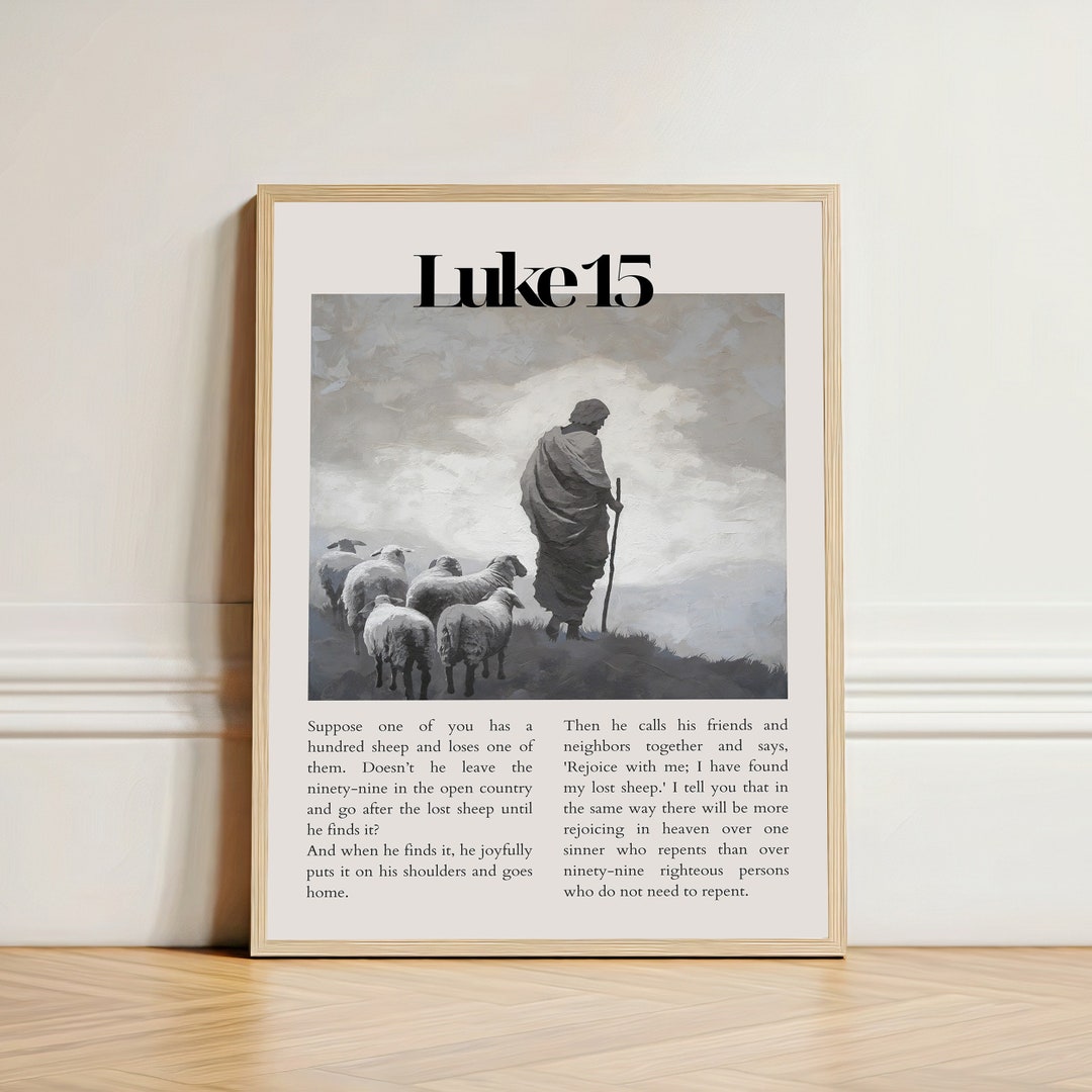 Luke 15 Lost Sheep Parable Bible Verse Wall Art , Sheep Scripture Wall ...