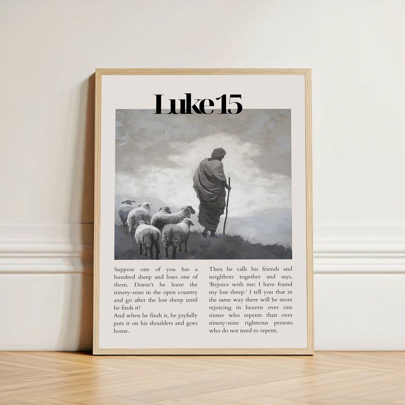 Luke 15 Lost Sheep Parable Bible Verse Wall Art , Sheep Scripture Wall ...