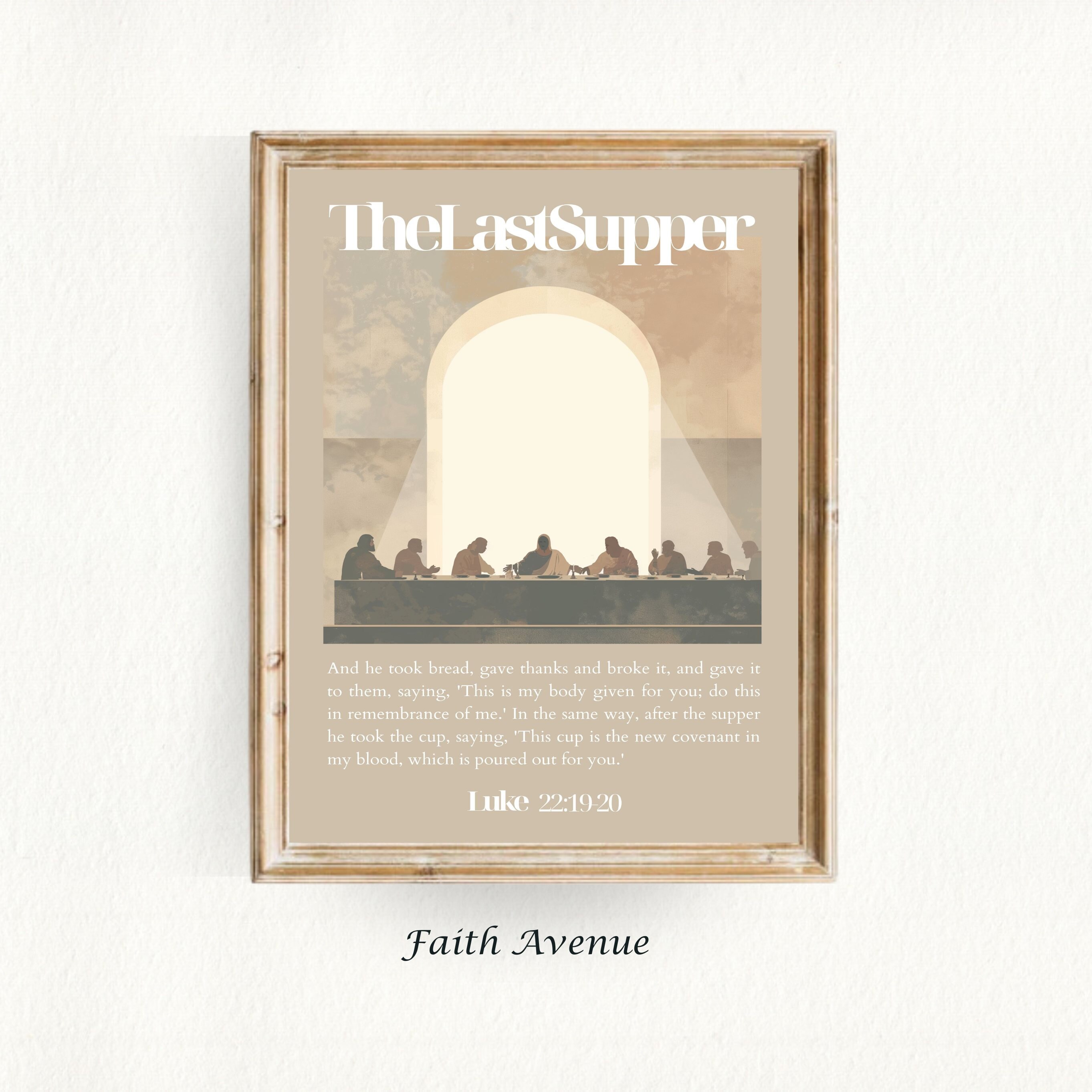 The Last Supper Watercolor Bible Verse Wall Art Luke 22, Scripture Wall ...