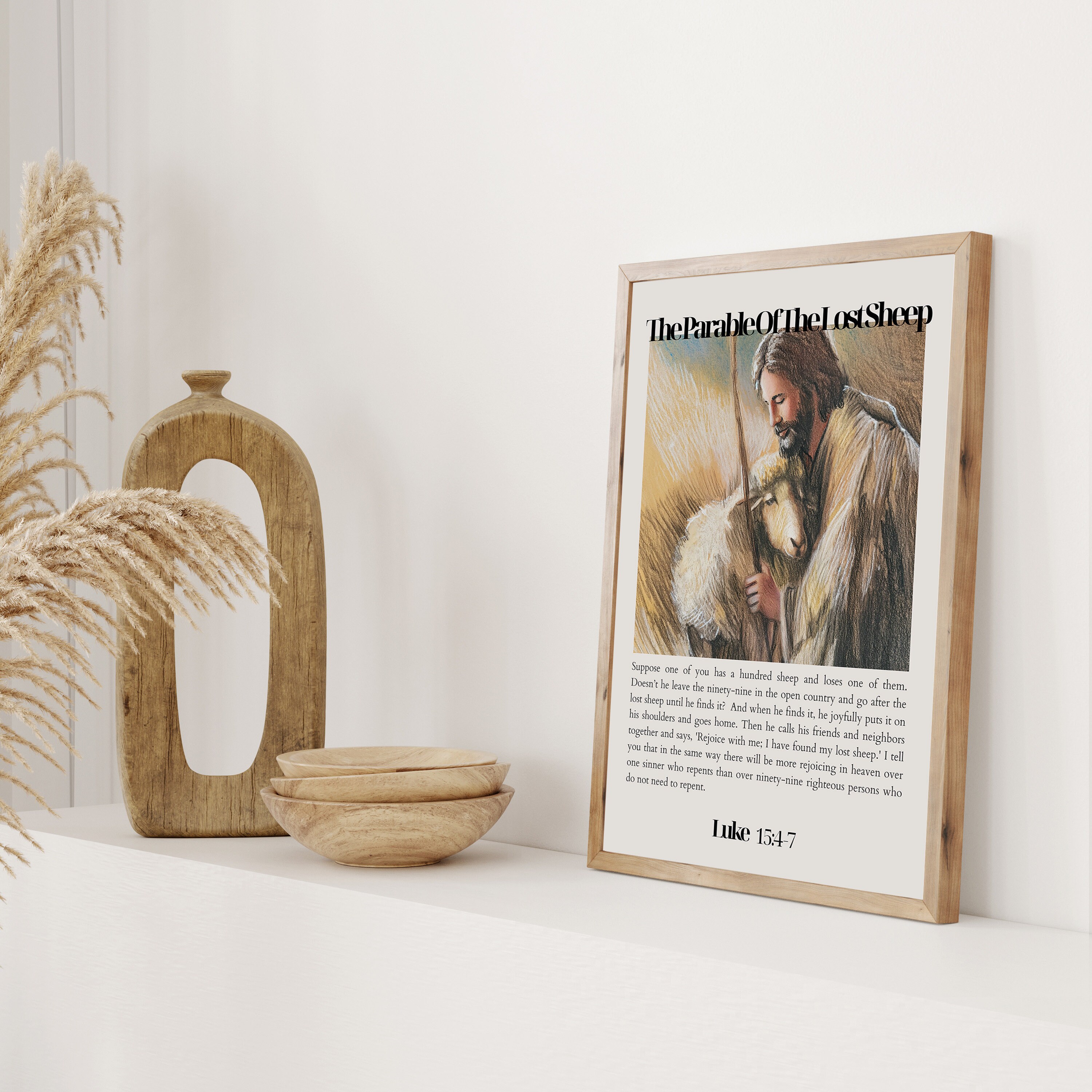 Lost Sheep Parable Bible Verse Wall Art Luke 15, Sheep Scripture Wall ...