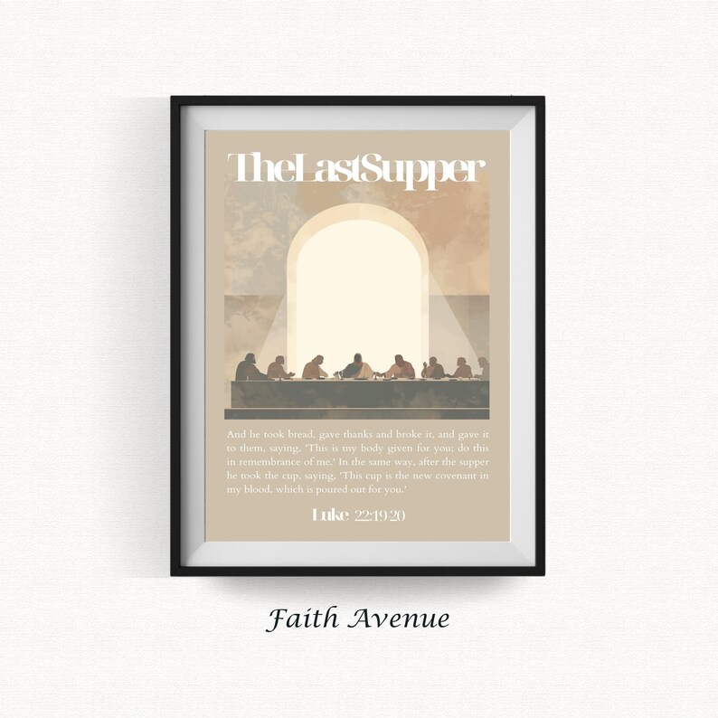 The Last Supper Watercolor Bible Verse Wall Art Luke 22, Scripture Wall ...