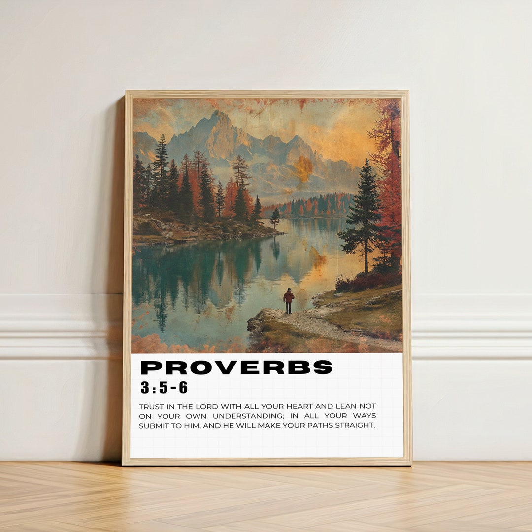 Proverbs 3 Bible Verse Wall Art, Scripture Wall Art Inspirational Art ...