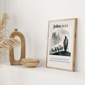 John 10 Good Shepherd Bible Verse Wall Art , Sheep Scripture Wall Art ...