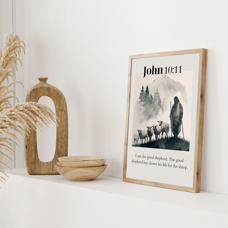 John 10 Good Shepherd Bible Verse Wall Art , Sheep Scripture Wall Art ...