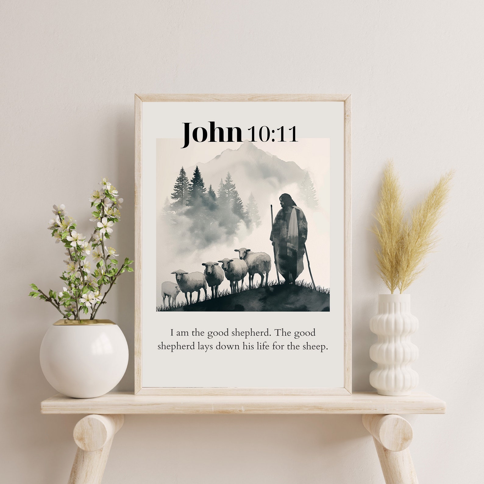 John 10 Good Shepherd Bible Verse Wall Art , Sheep Scripture Wall Art ...