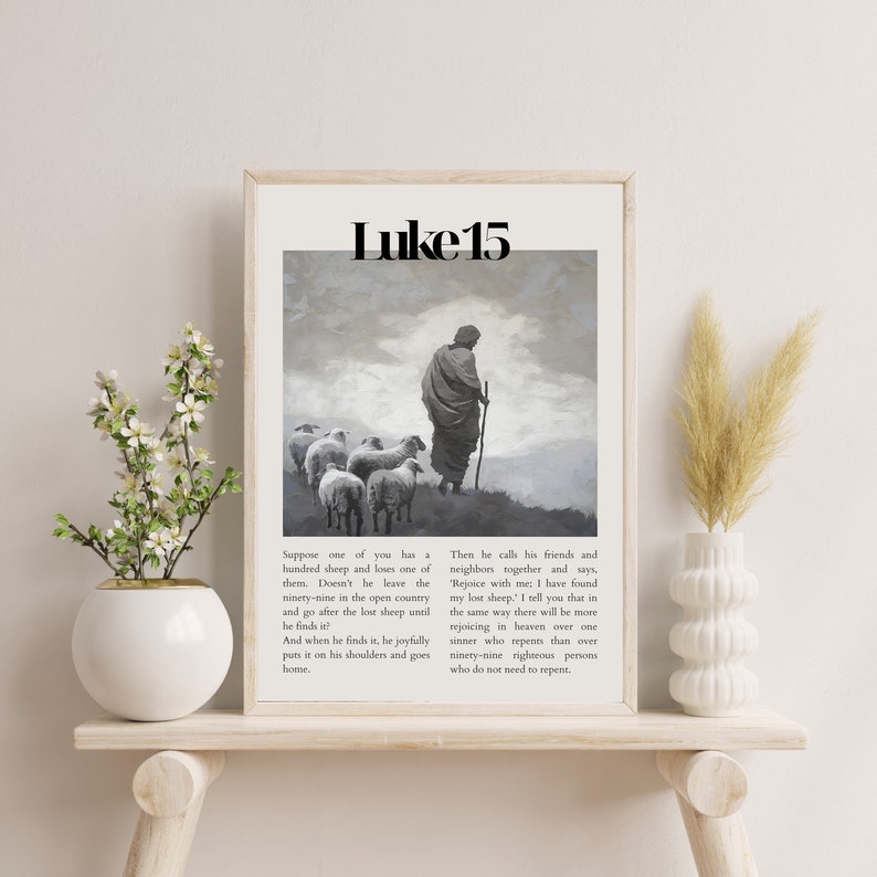Luke 15 Lost Sheep Parable Bible Verse Wall Art , Sheep Scripture Wall ...