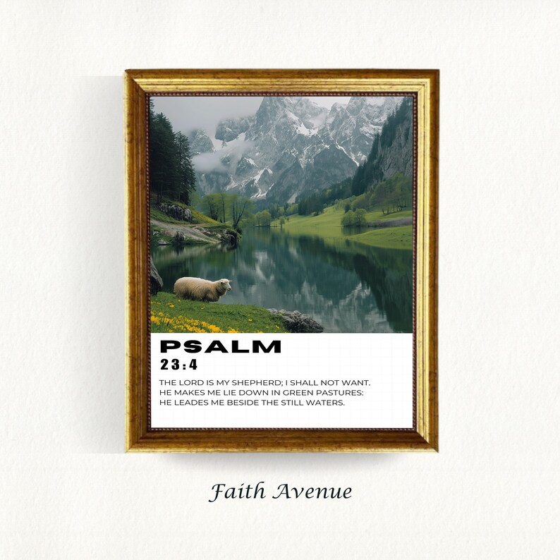 Psalm 23 the Lord is My Shepherd Poster Bible Verse Wall Art, Scripture ...