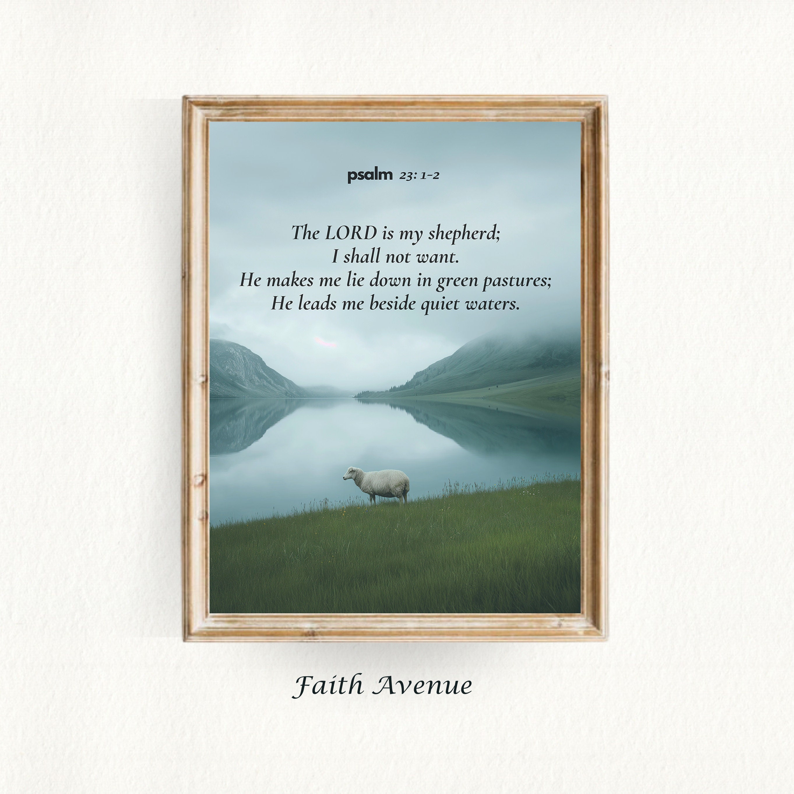 Psalm 23 Scripture Wall Art, the Lord is My Shepherd Inspirational Art ...