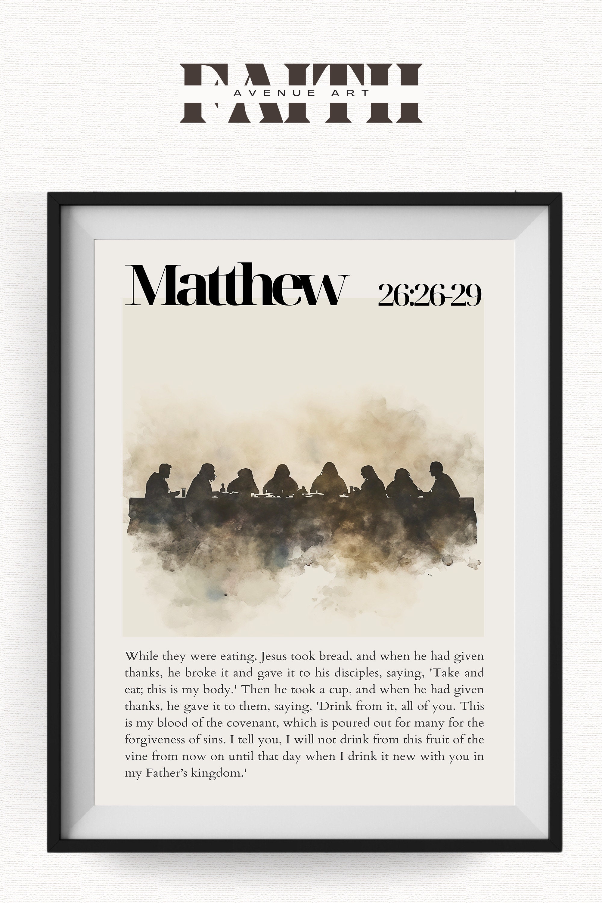 The Last Supper Watercolor Modern Christian Art Bible Verse Wall Art ...