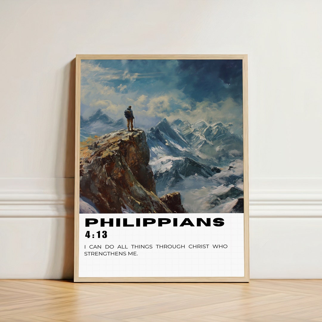 Philippians 4 Bible Verse Wall Art Mountain Art Scripture Wall Art ...