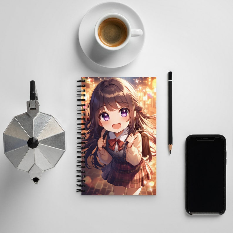 Chibi Art Anime School Girl Manga Inspired Spiral Notebook - Etsy