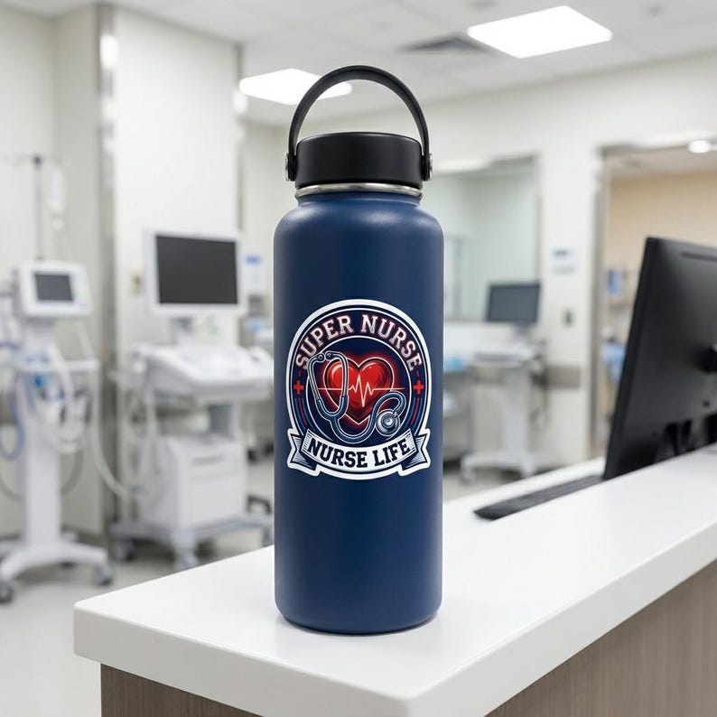 Super Nurse Life Sticker, Stethoscope Heart Graphic Kiss-cut Decal for ...