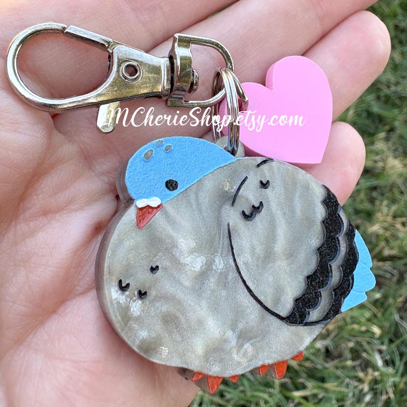 Pigeon Keychain Charm - Etsy