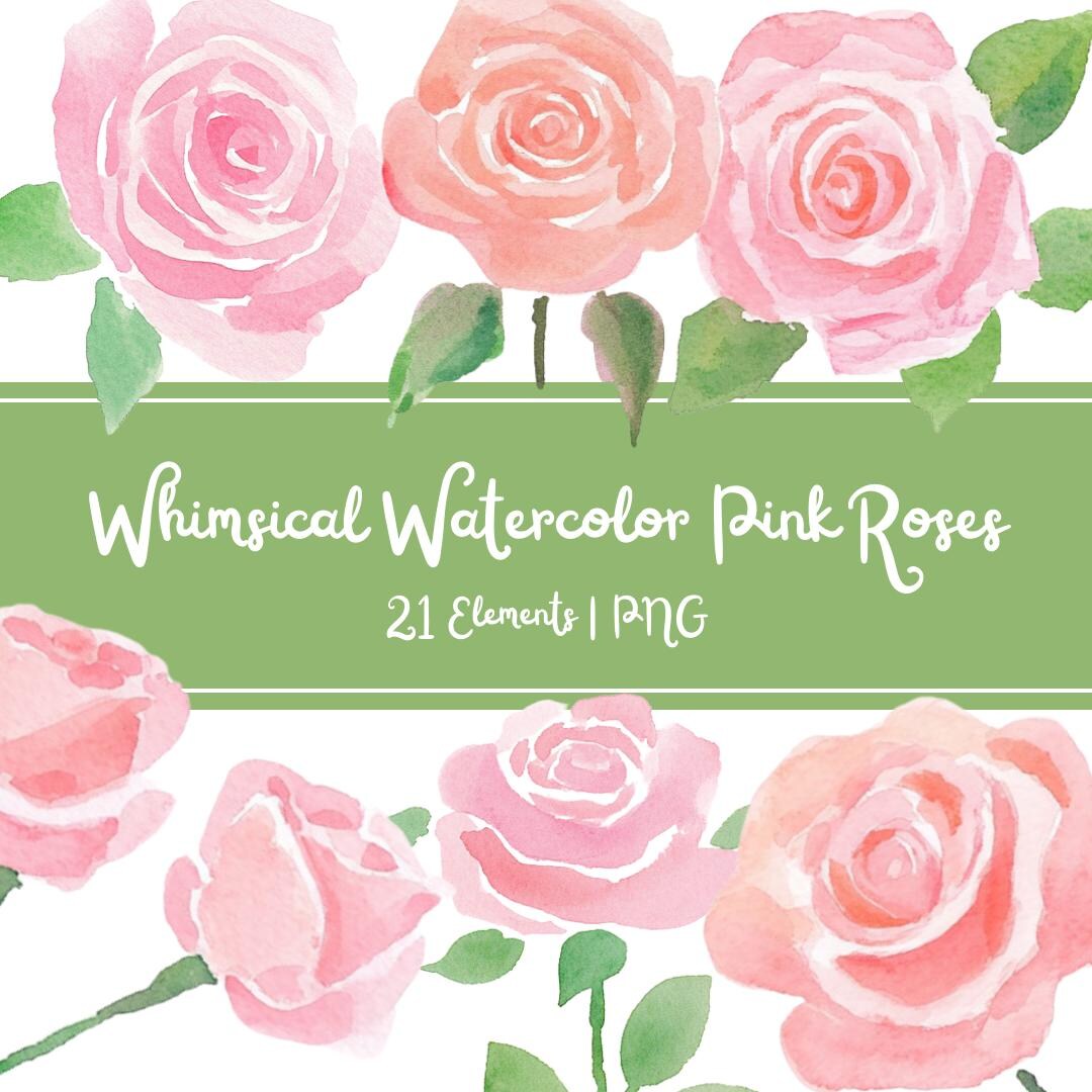 Watercolor Pink Roses | Roses Clipart, Whimsical Roses, Painted Roses ...