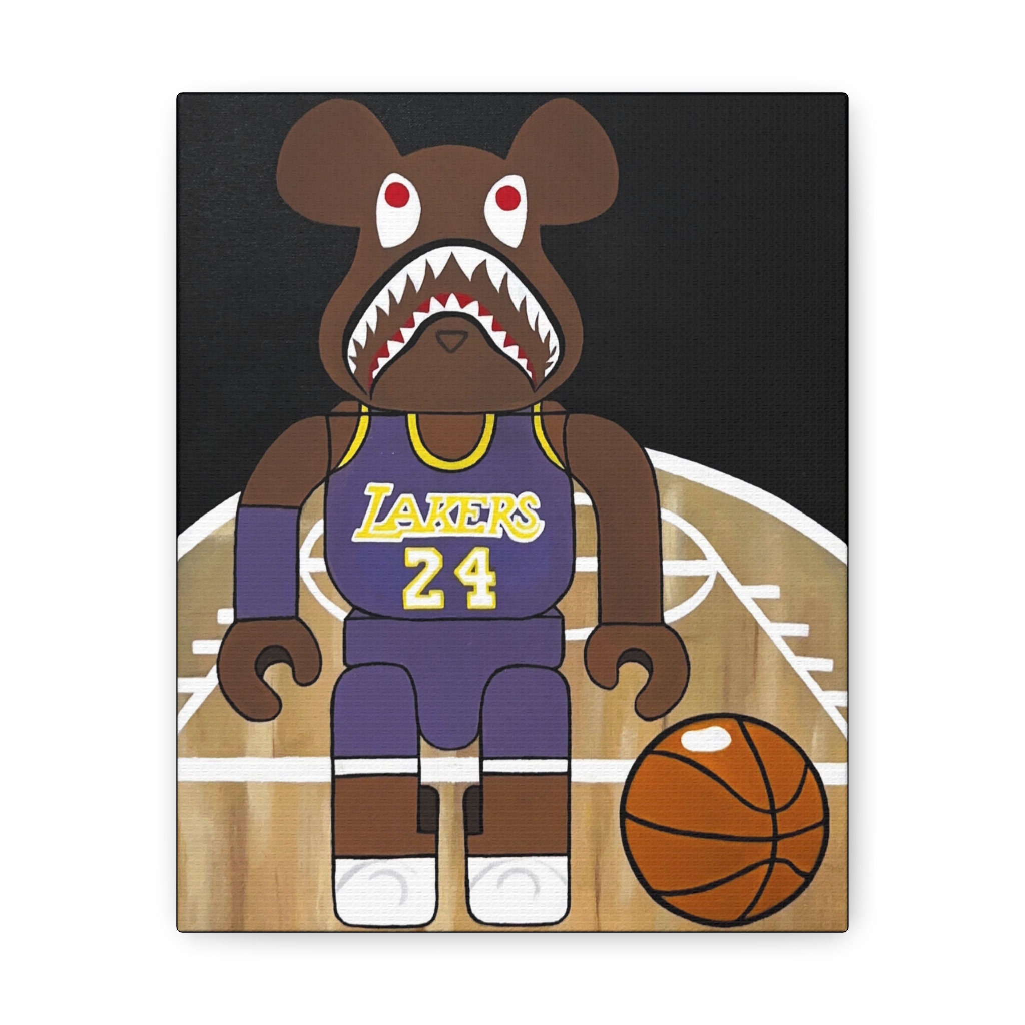 Lakers Bape X Bearbrick Canvas Wall Art, 100% Hand Painted, Pop Art ...