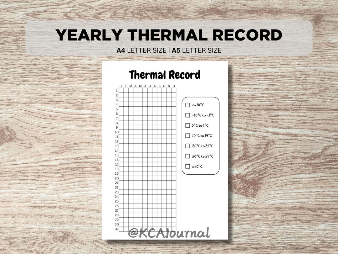 Thermal Record Temperature Log Temperature Tracker Weather Tracker 30 ...