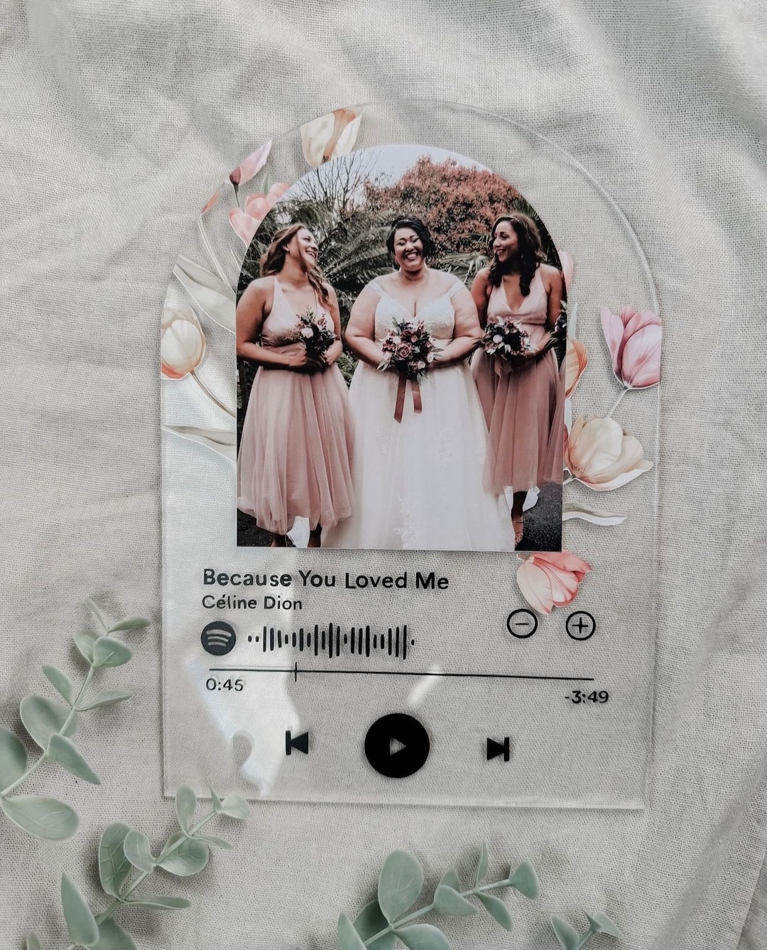 Custom Floral Music Plaque | Spotify Style Song Plaque | Photo & Song ...