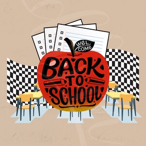 Back to School Clipart: Apple Desk Design (SVG, PNG) - Etsy