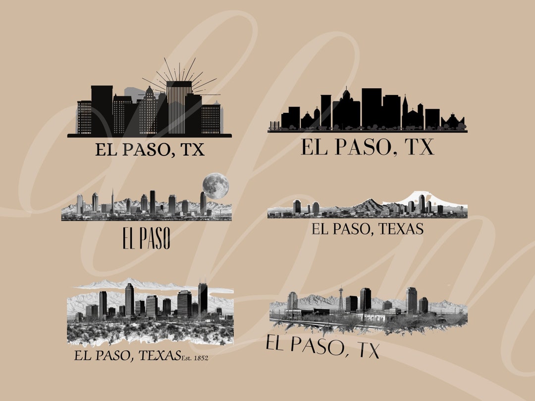 El Paso Cityscape Skylines Bundle City Clipart Graphics DTF PNG SVG Art ...