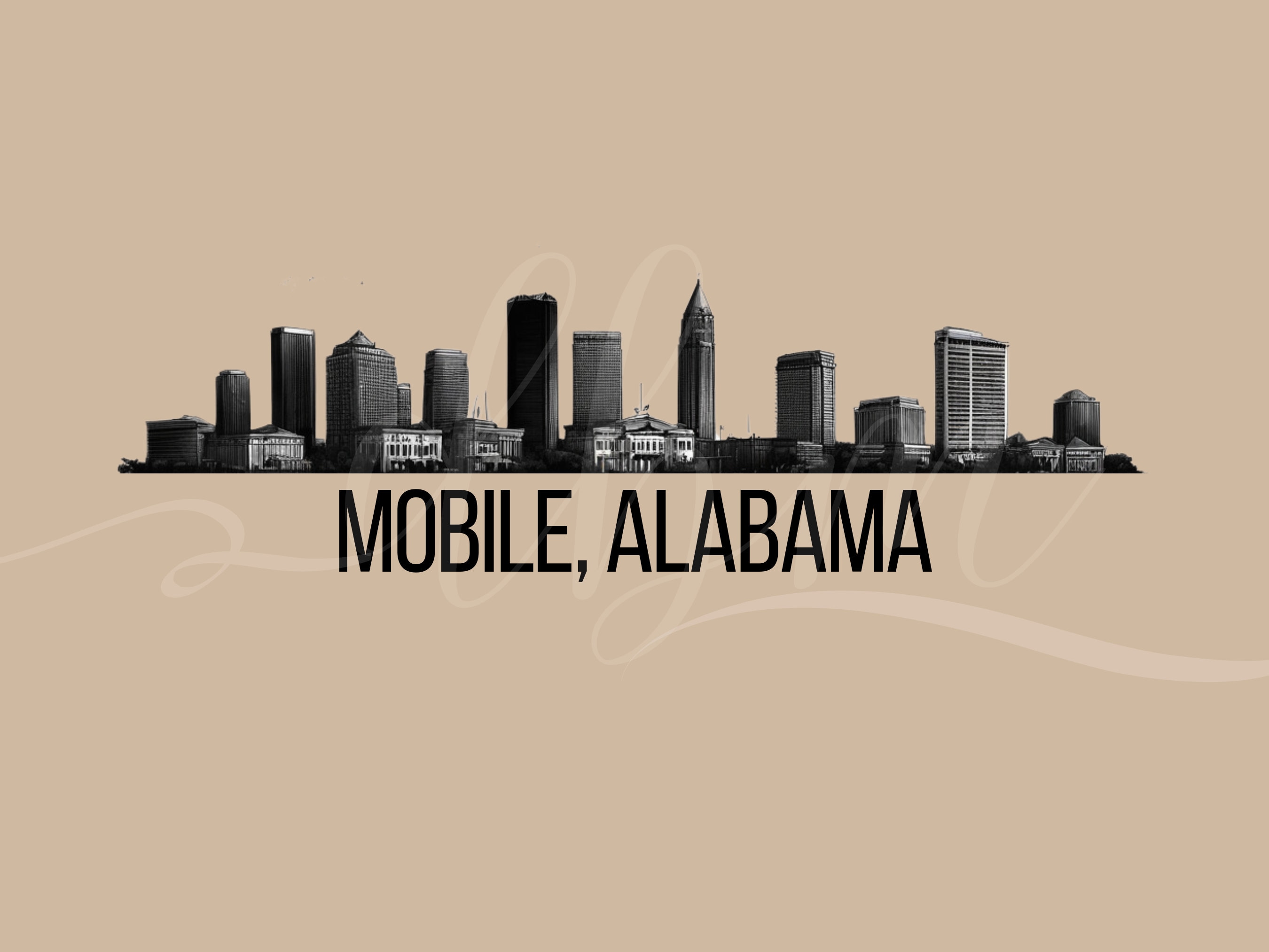 Custom Mobile Alabama Cityscape Skylines City Digital Clipart Bundle ...