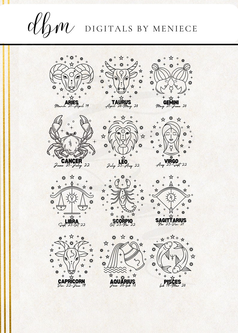 Star Horoscope Clipart Bundle Astrology Graphics Zodiac Signs SVG PNG ...