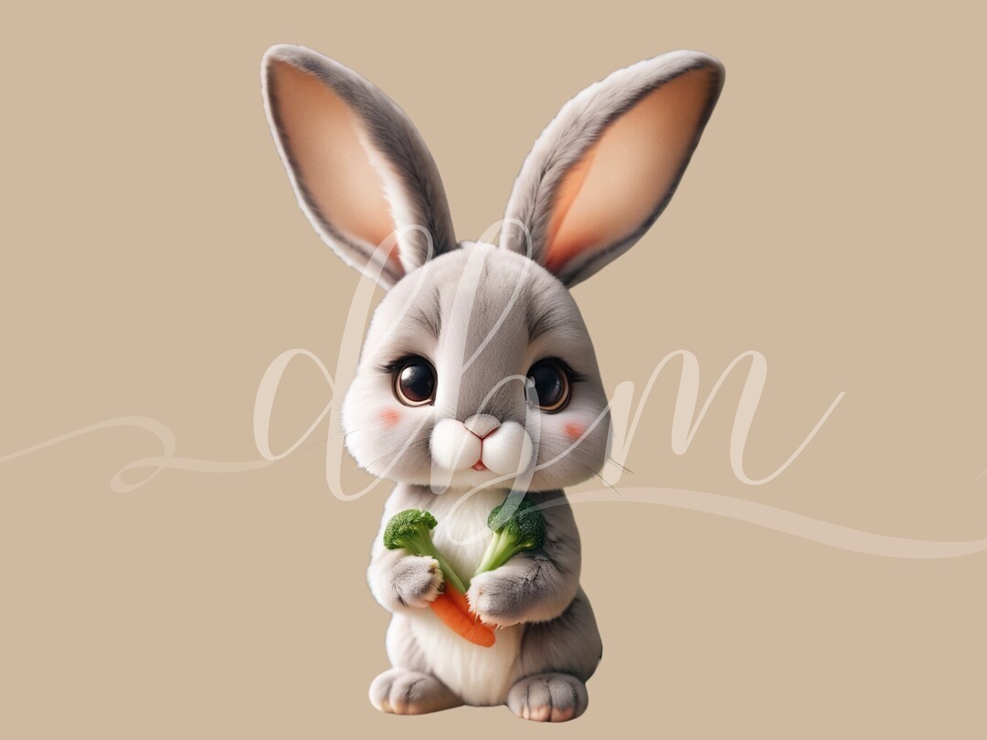 Cute Bunny Clipart Graphics SVG PNG DTF Files Baby Party Poster Room ...