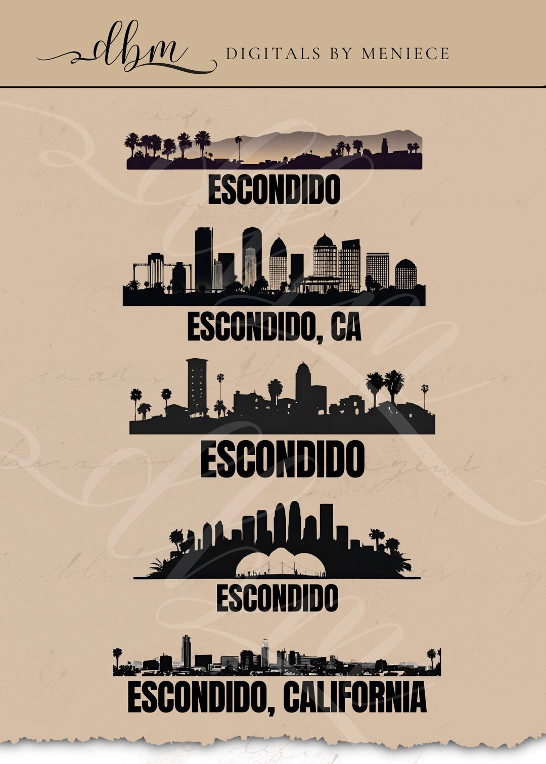 Escondido California Skyline: Cityscape Clipart Bundle (PNG SVG DTF ...